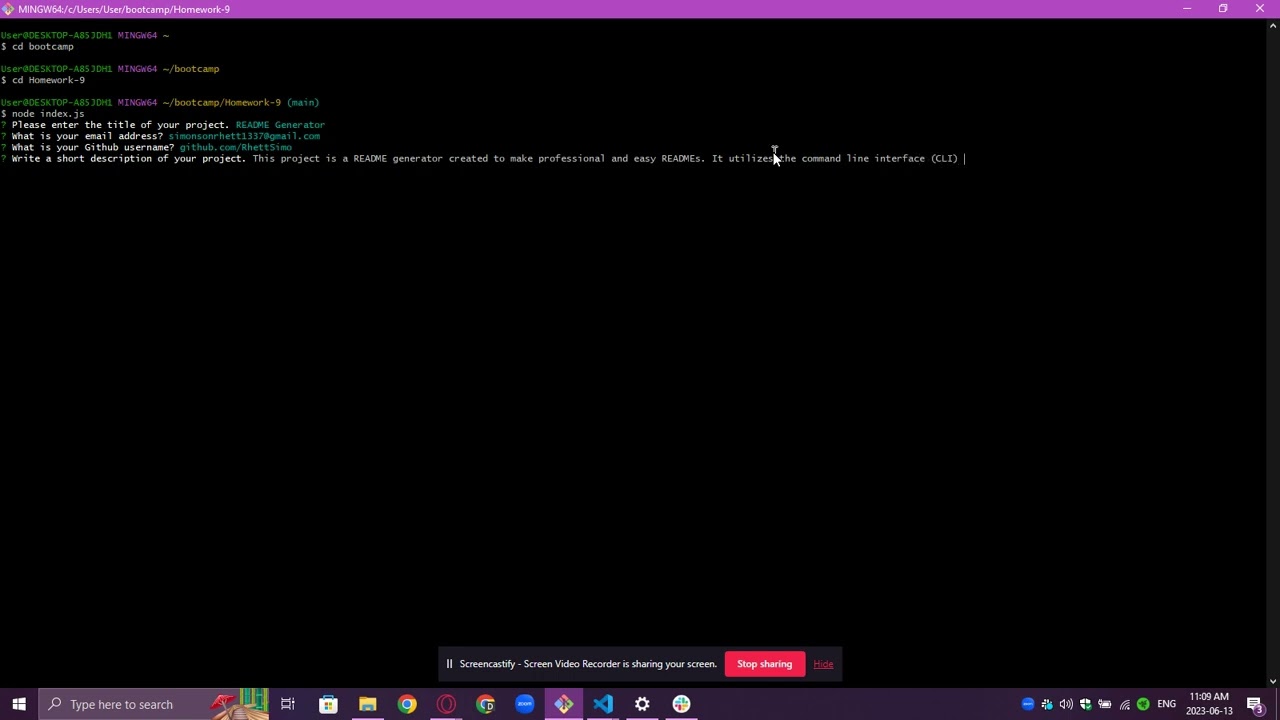 README Generator in CLI using Node.js