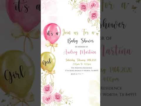 Balloon Baby Shower Invitation, Hot air Balloon Baby Shower Invitation, Girl