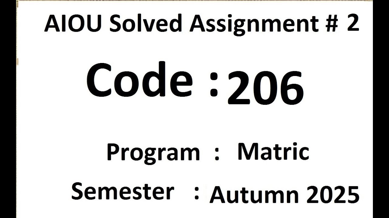 AIOU Solved assignment No 2 code 206  Autumn 2025