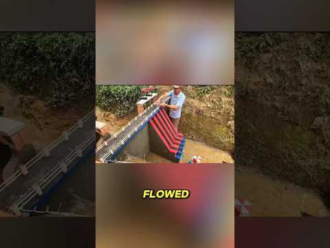 This man hand built hydroelectric dam in a river gorge.