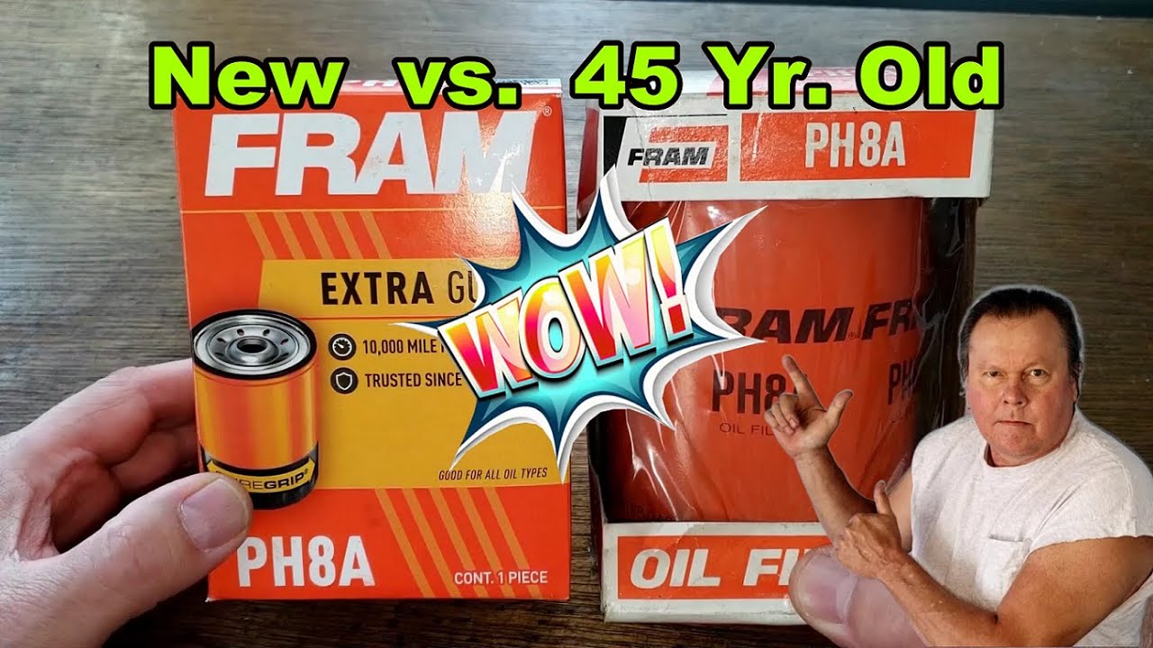 Fram PH8A Oil Filter vs. Old Fram PH8A Oil Filter Cut Open Comparison