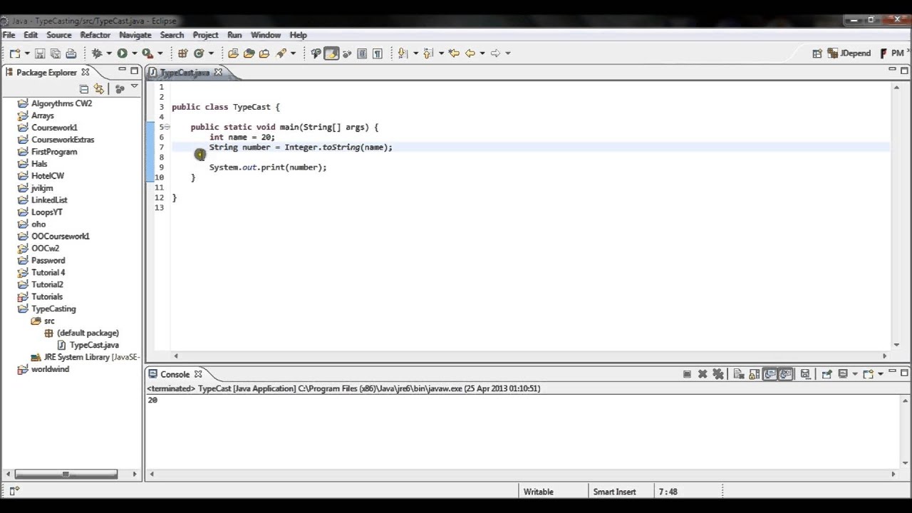 Java 13th Tutorial Type Casting