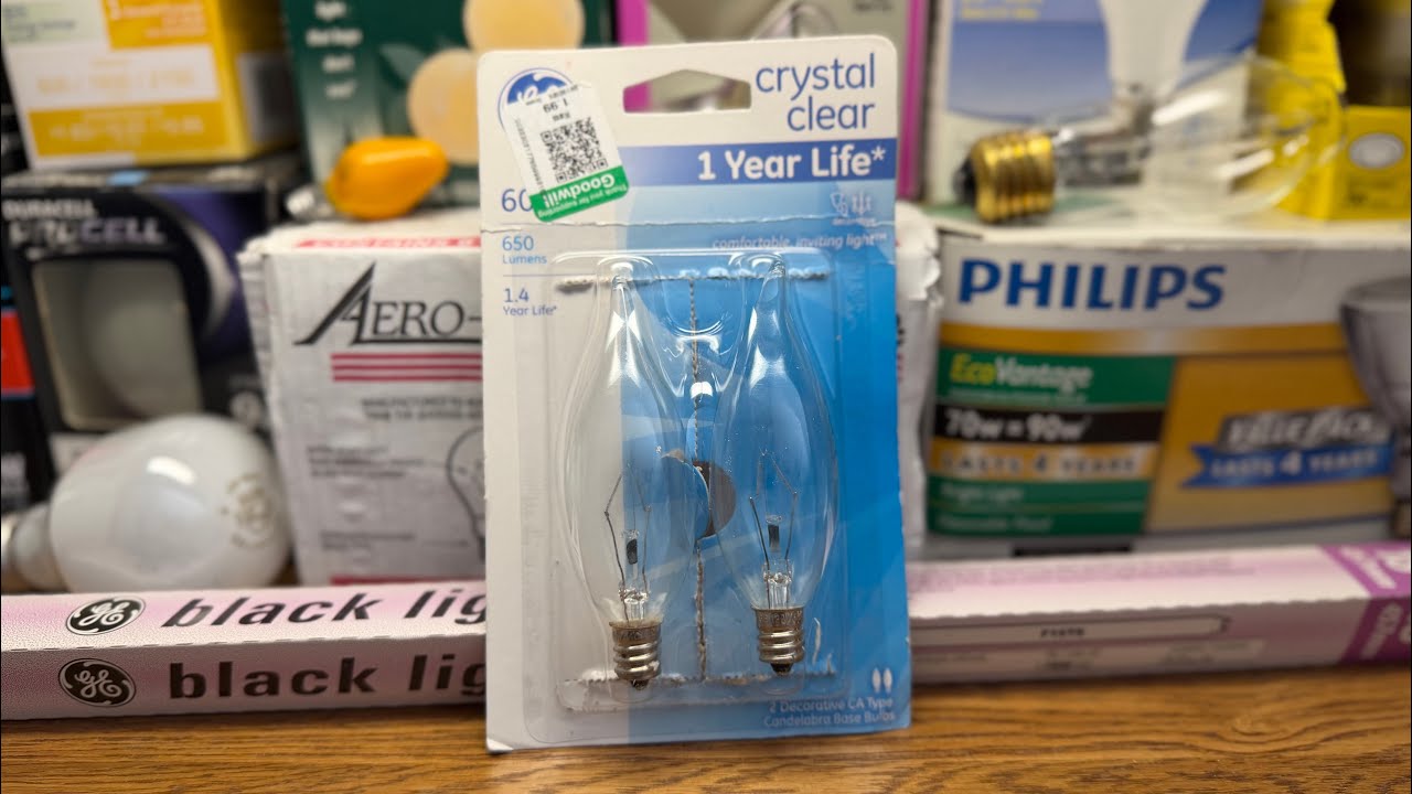 GE 60watt Crystal Clear Flame Tip Candelabra Light Bulbs  