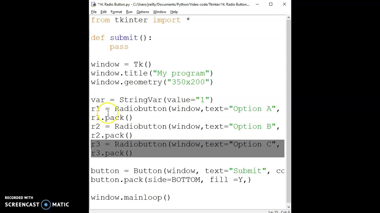 15. Tkinter: Radio buttons