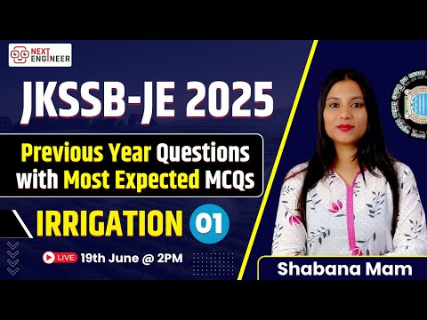 JKSSB JE 2025 Civil Engg. | Irrigation Previous Year Questions with Most Expected MCQs | Lect-1