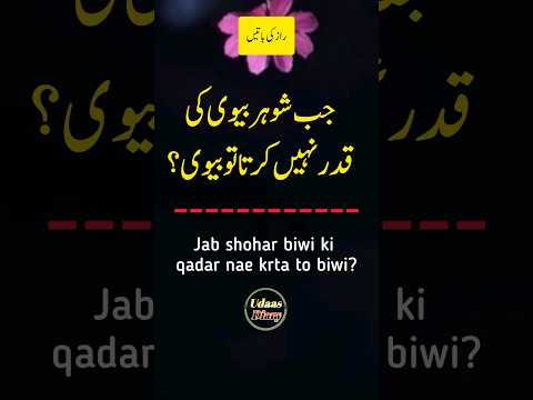 Jab shohar biwi ki qadar nahi krta to biwi || husband wife quotes in urdu || udaas diary