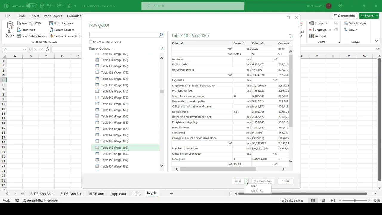 Model Building: Getting data from pdf
