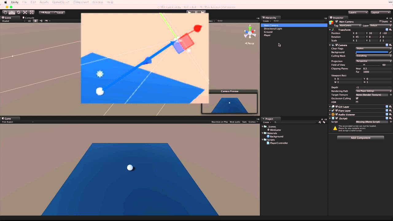 Unity: Roll a Ball Tutorial   3 of 8 Moving the Camera   Unity Official Tutorials