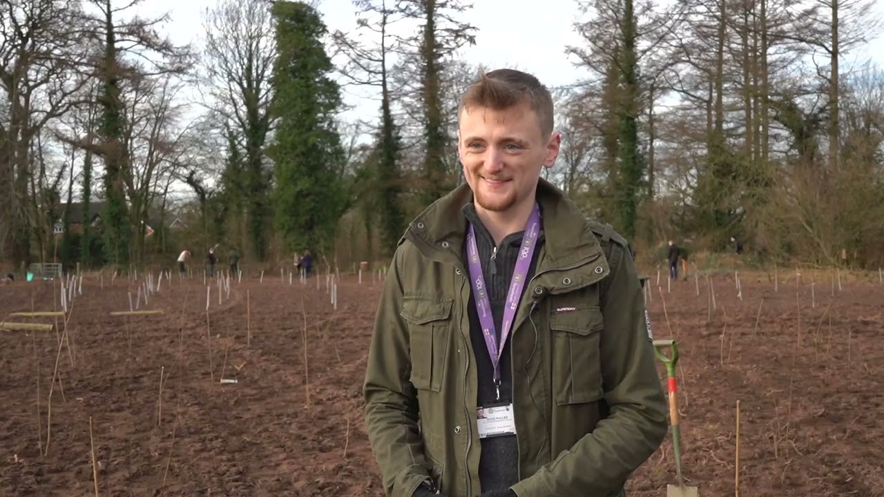 Planting new trees at the Reaseheath Larchwood for the Queen's Green Canopy and RH100