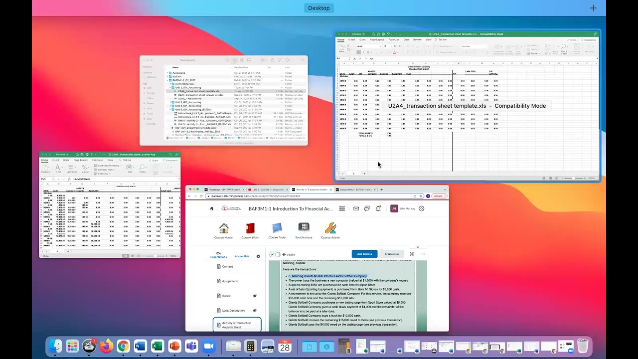 Unit 2 - Activity 4 - Assignment: Transaction Analysis Sheet (BAF 3M1)