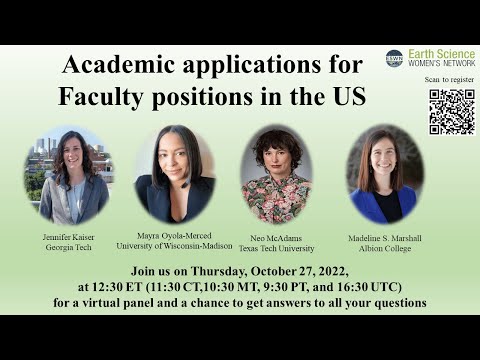 Applying for USA Earth Sciences Faculty Positions - October 27th 2022