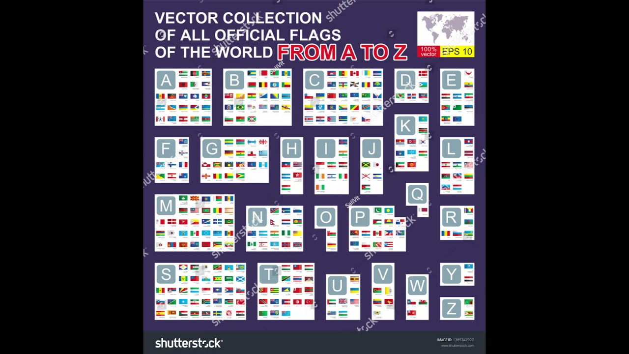 VECTOR COLLECTION OF ALL OFFICIAL FLAGS OF THE WORLD FROM A Z