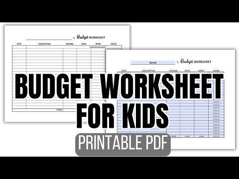 Budget Worksheet for Kids Printable (PDF)