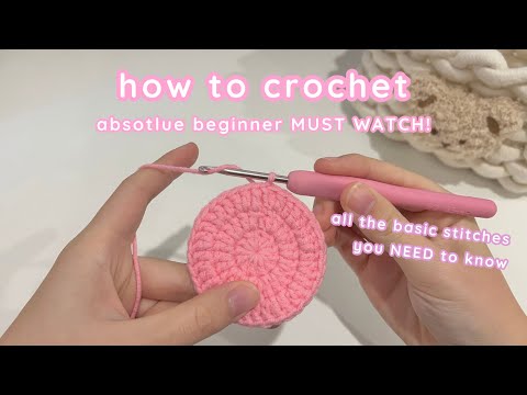 how to crochet for absolute beginners ✧.*crochet basic stitches-magic ring, single crochet etc.