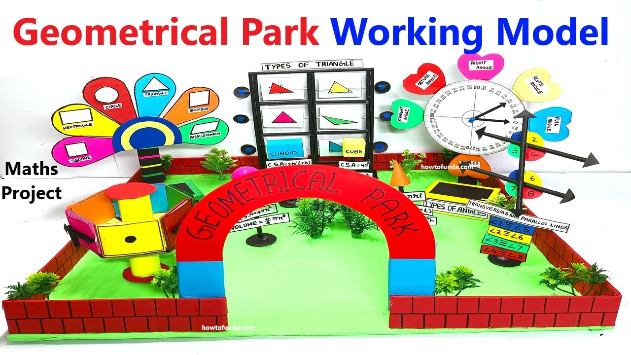 geometrical park working model - maths project for exhibition - tlm - diy - howtofunda @craftpiller
