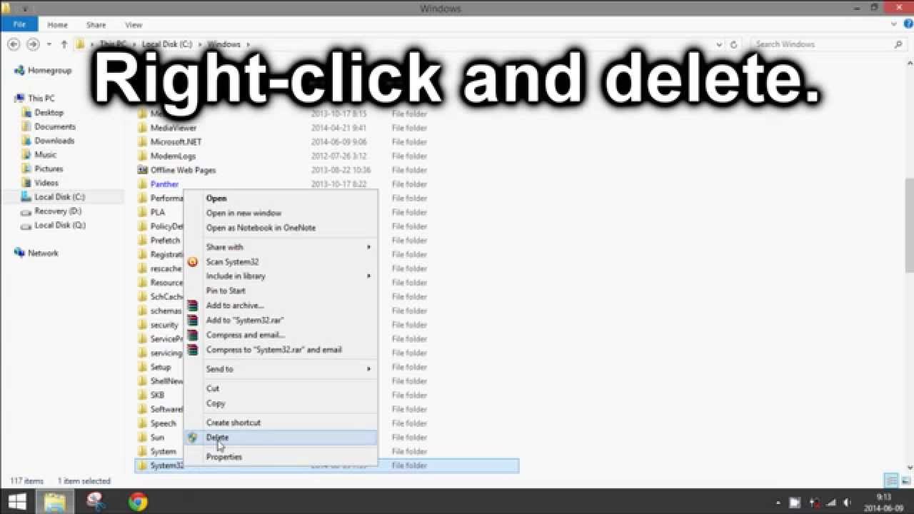 How to Delete System32