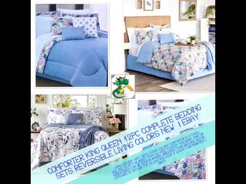 Comforter King Queen 12pc Complete Bedding Sets Reversible Living Colors New | eBay
