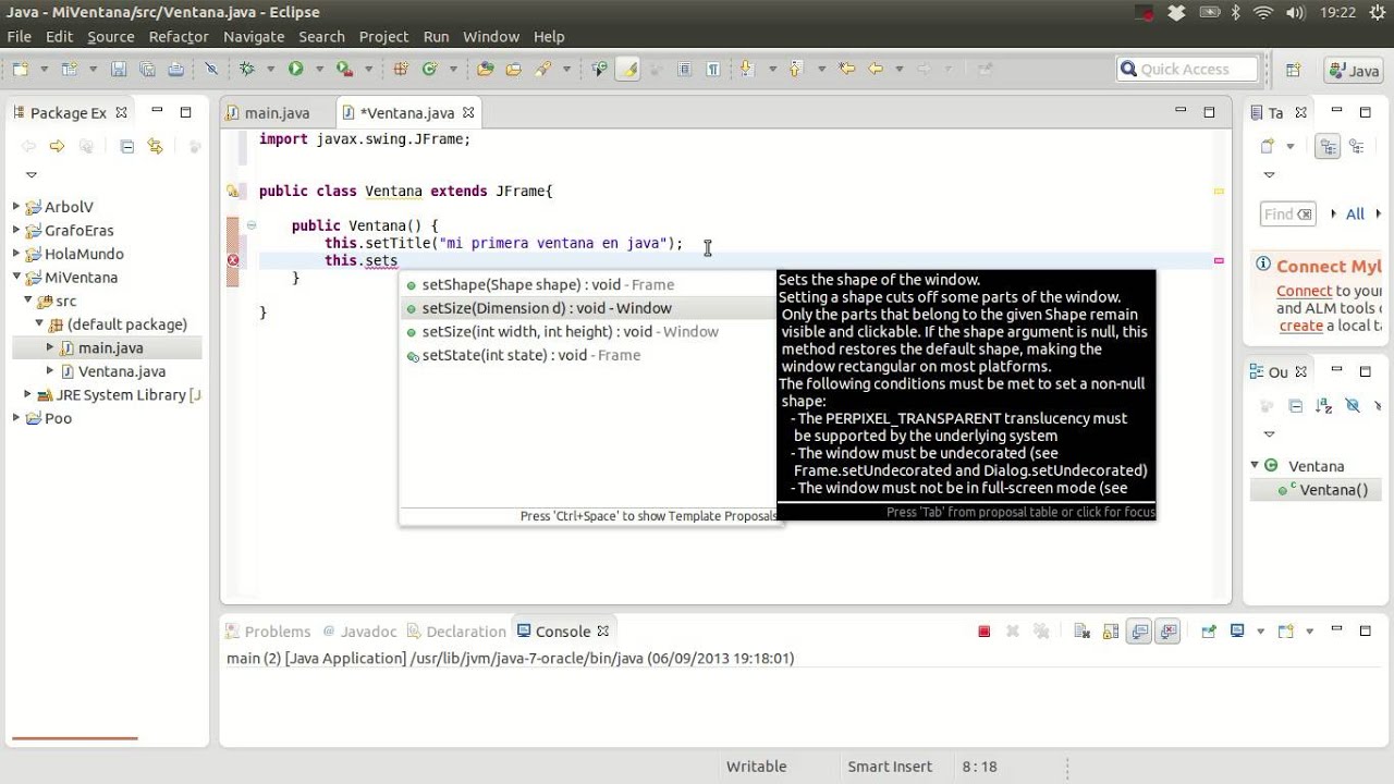 MI primera ventana en java
