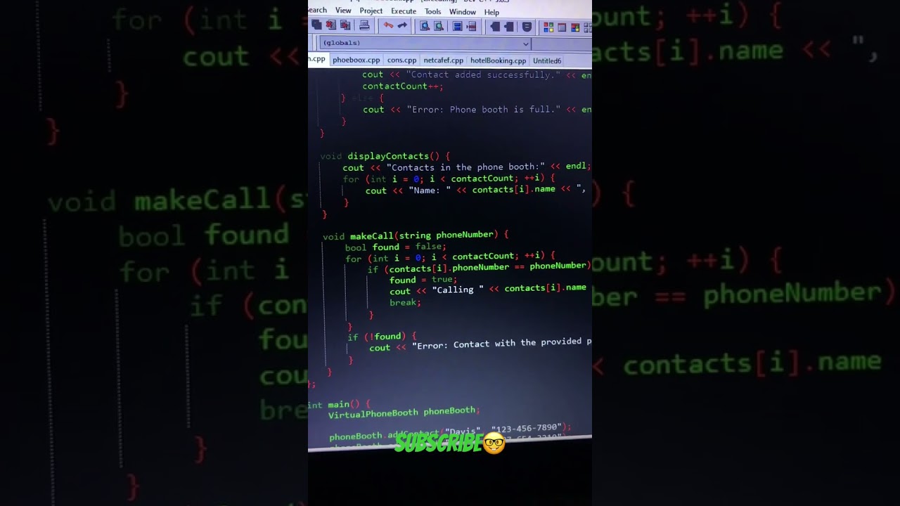 phone booth in c++ IDE dev c++ #cppprogramming #codingtime #codinglife
