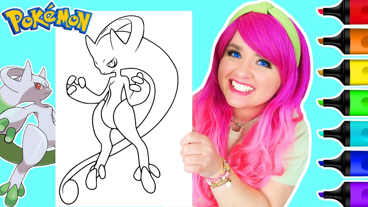 Coloring Pokémon Shiny Mega Mewtwo Y Coloring Page | Ohuhu Art Markers