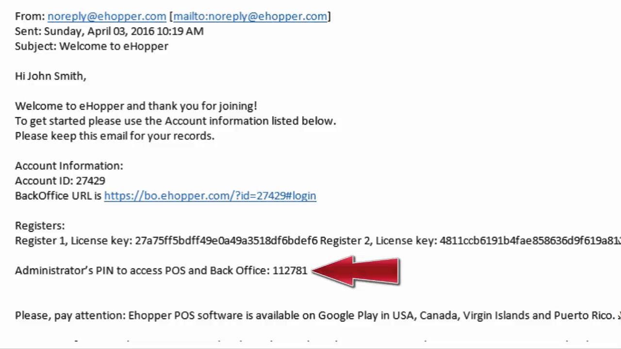 Registering for eHopper Free POS Software