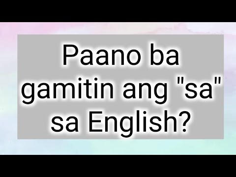 Sentences using "sa" | English-Tagalog Translation
