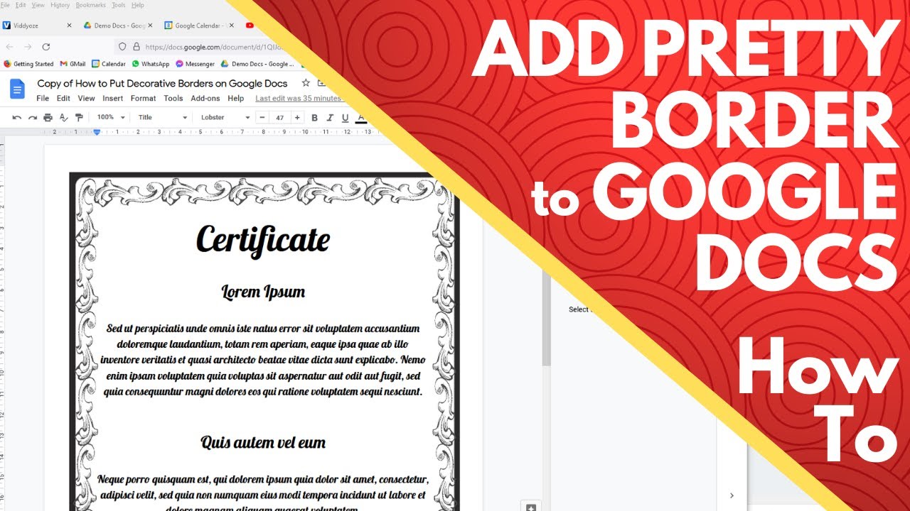 How to Put Decorative or Pretty Border Frame on Google Docs