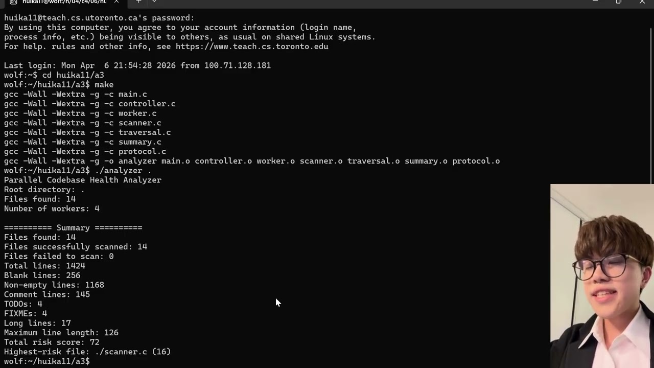 CSC209 Assignment 3 Project: Parallel Codebase Health Analyzer