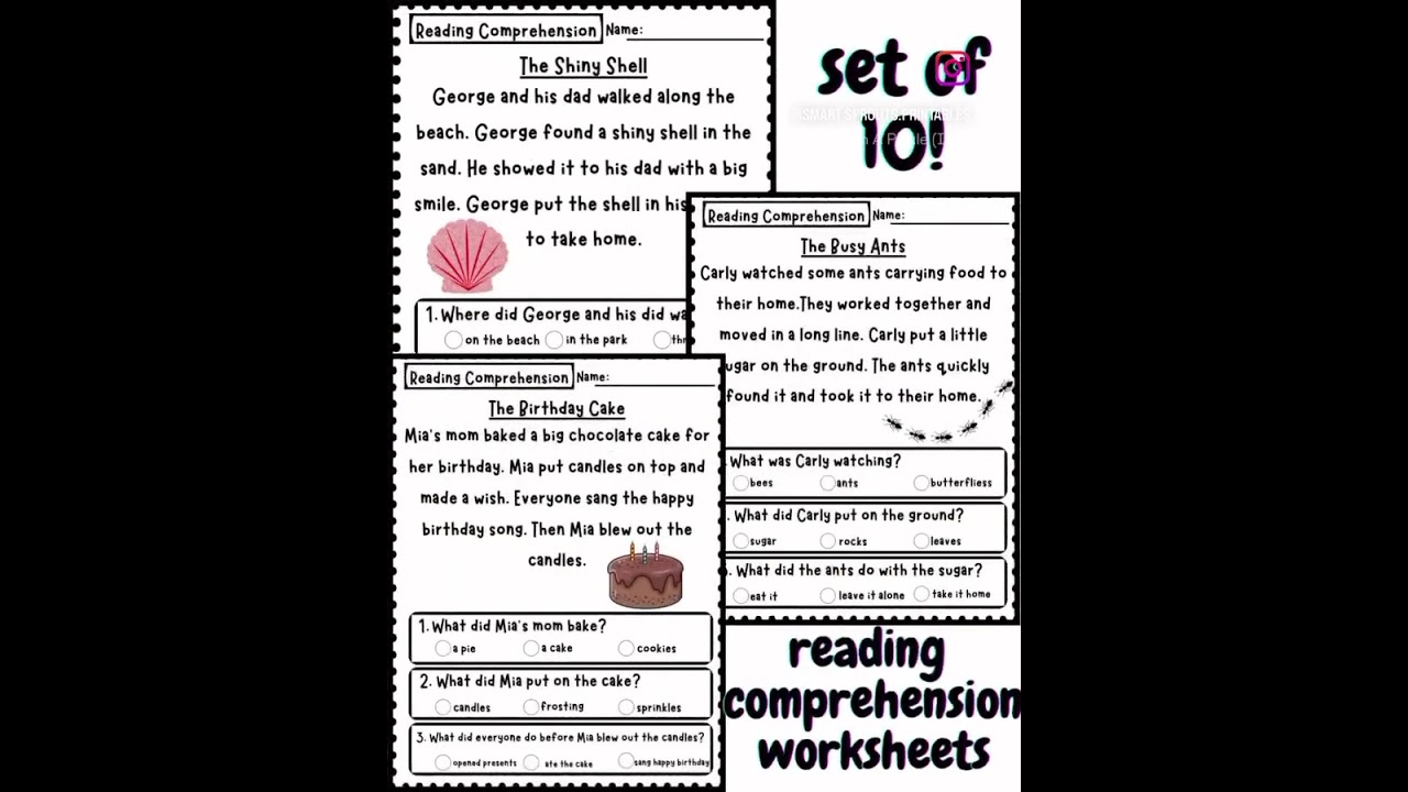 10 Page Reading Comprehension Worksheet Packet