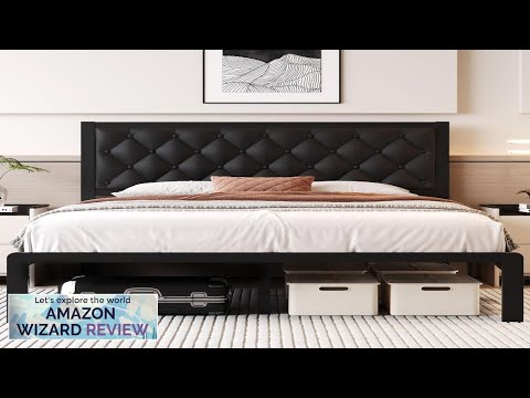 Queen Bed Frame with Headboard PU Leather Upholstered Bed Frame PlatformAll Metal Review