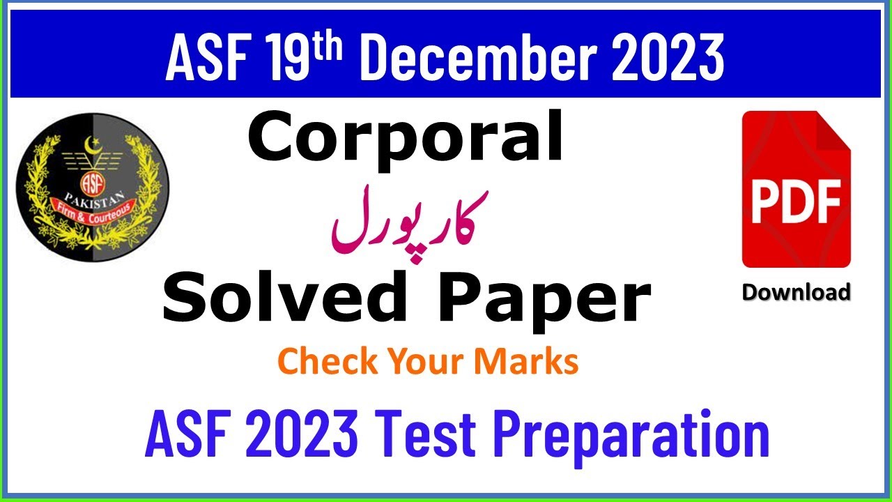 ASF Corporal 19 December 2023 Solved Paper with PDF file