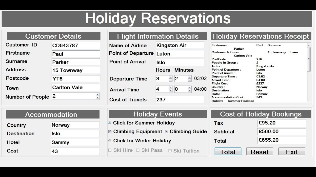 How to Create an Object Oriented Holiday Reservation System in Visual Basic.Net Full Tutorial