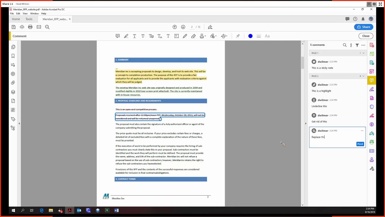 Adobe Acrobat Pro DC Tutorial 12 - Comment, Part 1