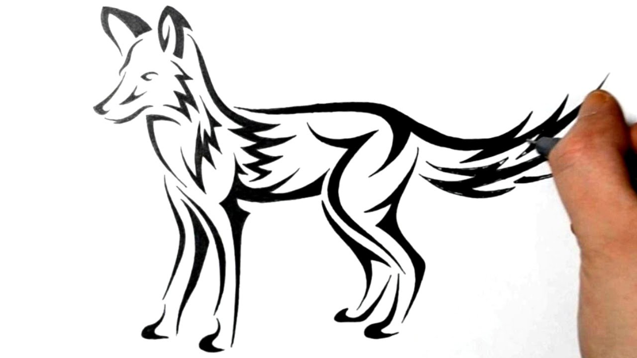 How to Draw a Fox - Tribal Tattoo Design - Real Time
