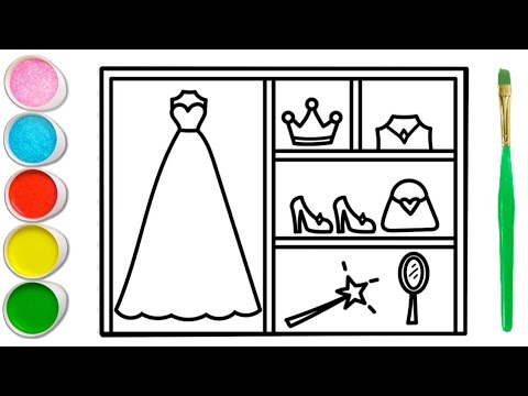 Barbie Doll Dress & Makeup Coloring Page for kids | Barbie Girl coloring page