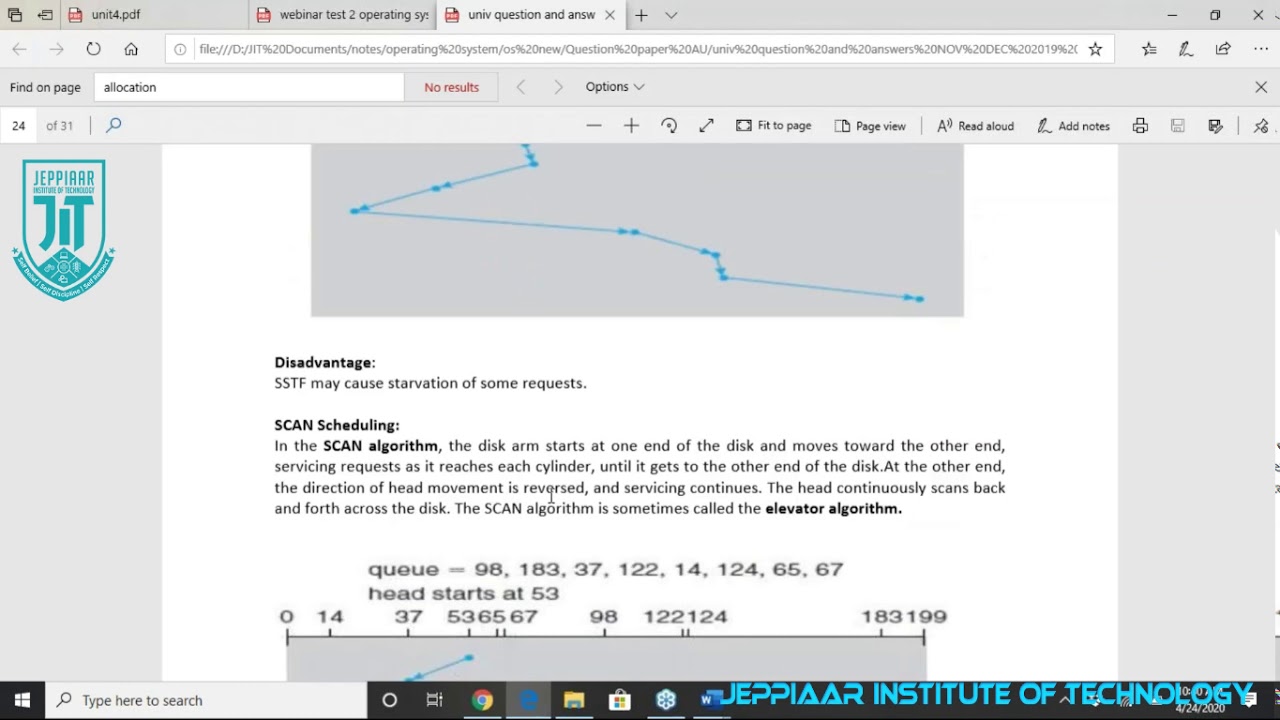 Disk scheduling algorithm -JIT Webinar