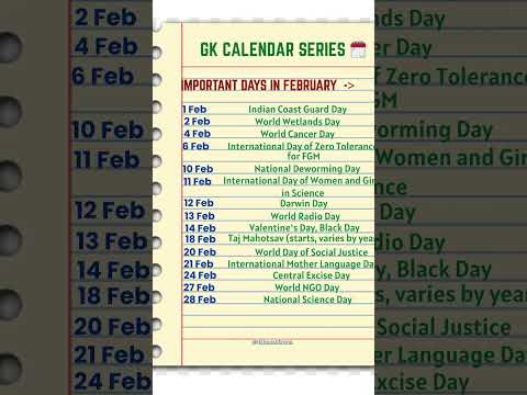 Important dates in February || #education #generalknowledgequiz #gk