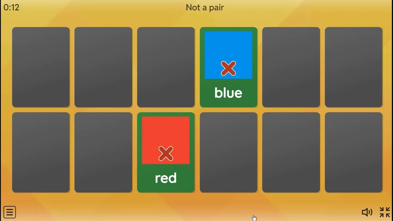 GAME 16-A6 COLORS (Matching pairs)