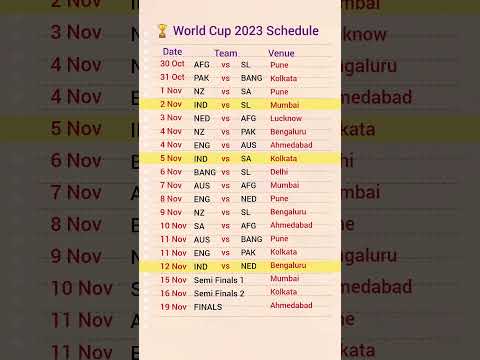 World Cup 2023 ???? Schedule #worldcup2023 #cricket