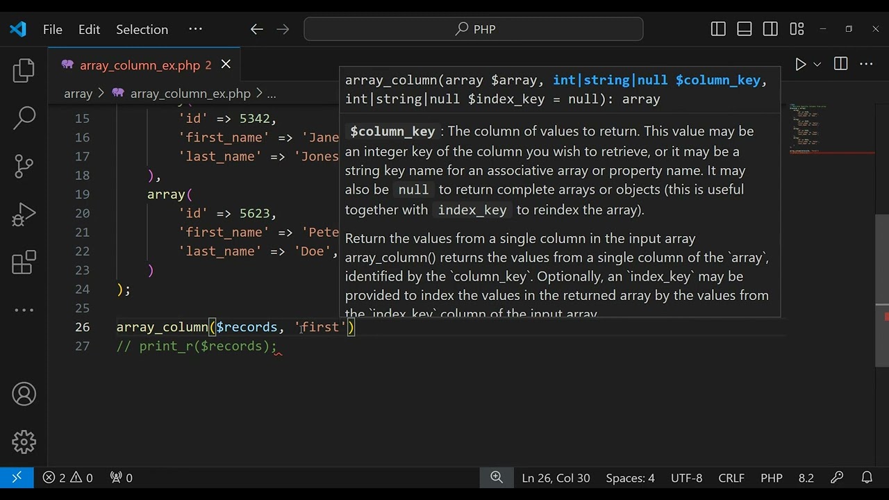 best use of php array column
