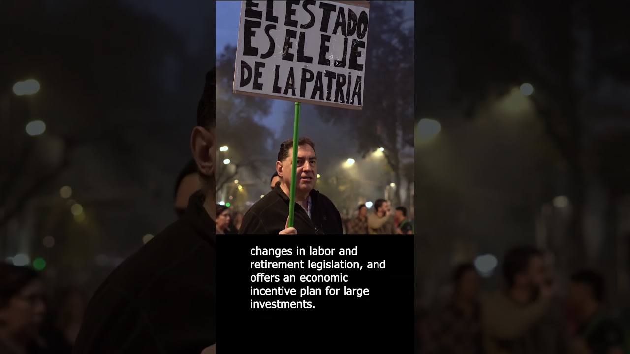 Protests Outside The Argentine Congress As  Senate Debates 'Ley de Bases'