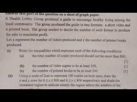 Linear Programming: 2016 Nov P2