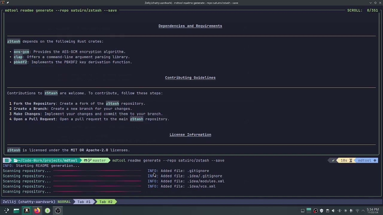 MDtool Demo: A CLI tool to generate Markdown document for a github repo