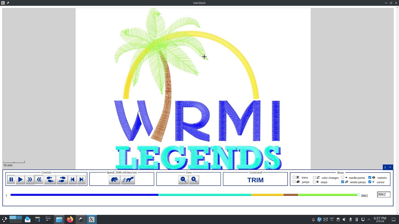 Inkstitch - WRMI Legends Logo. One of my favorite logos I've been asked to help with