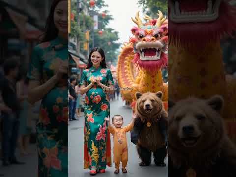 Dragon Dance Surprise in Vietnam🐻🤰👶