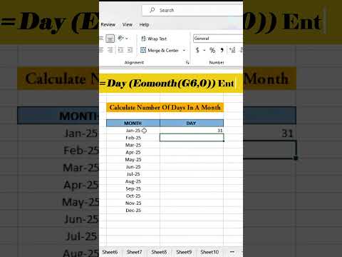 Days in a Month in Excel 📅 | Excel Formula Trick #shorts #excel