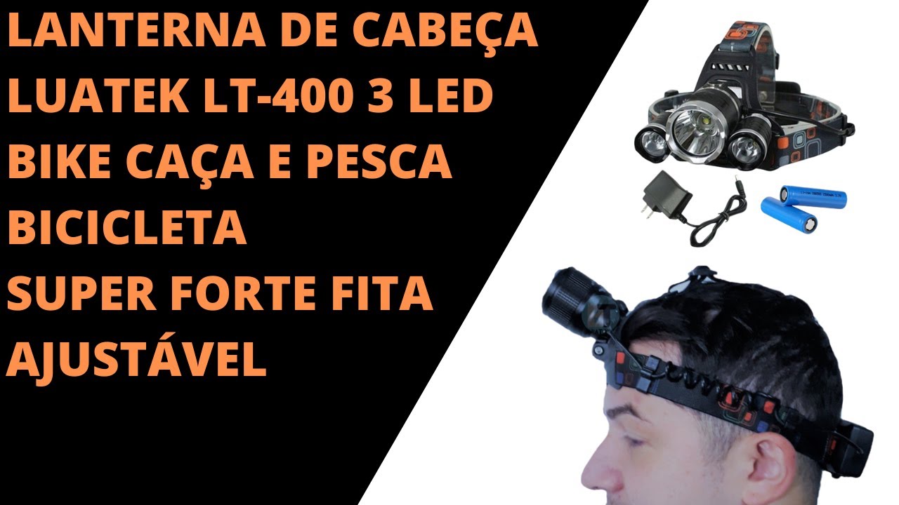 Lanterna De Cabeça Luatek Lt 400 3 Led Bike Caça E Pesca bicicleta super forte fita ajustável cabeça