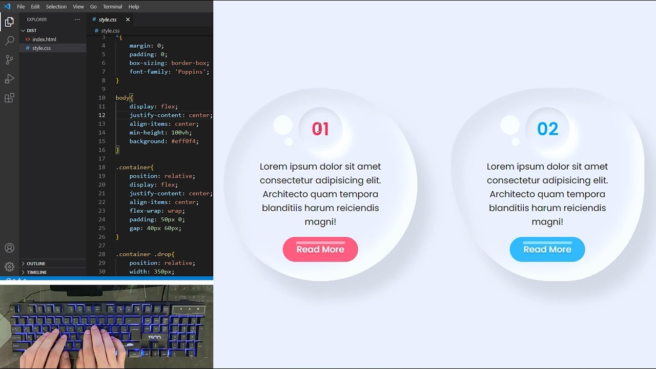 ASMR Programming - Water Drop Card UI using Html CSS - No Talking