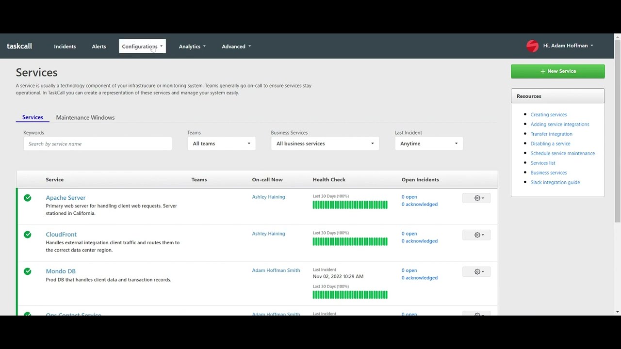 What is a Service in TaskCall?