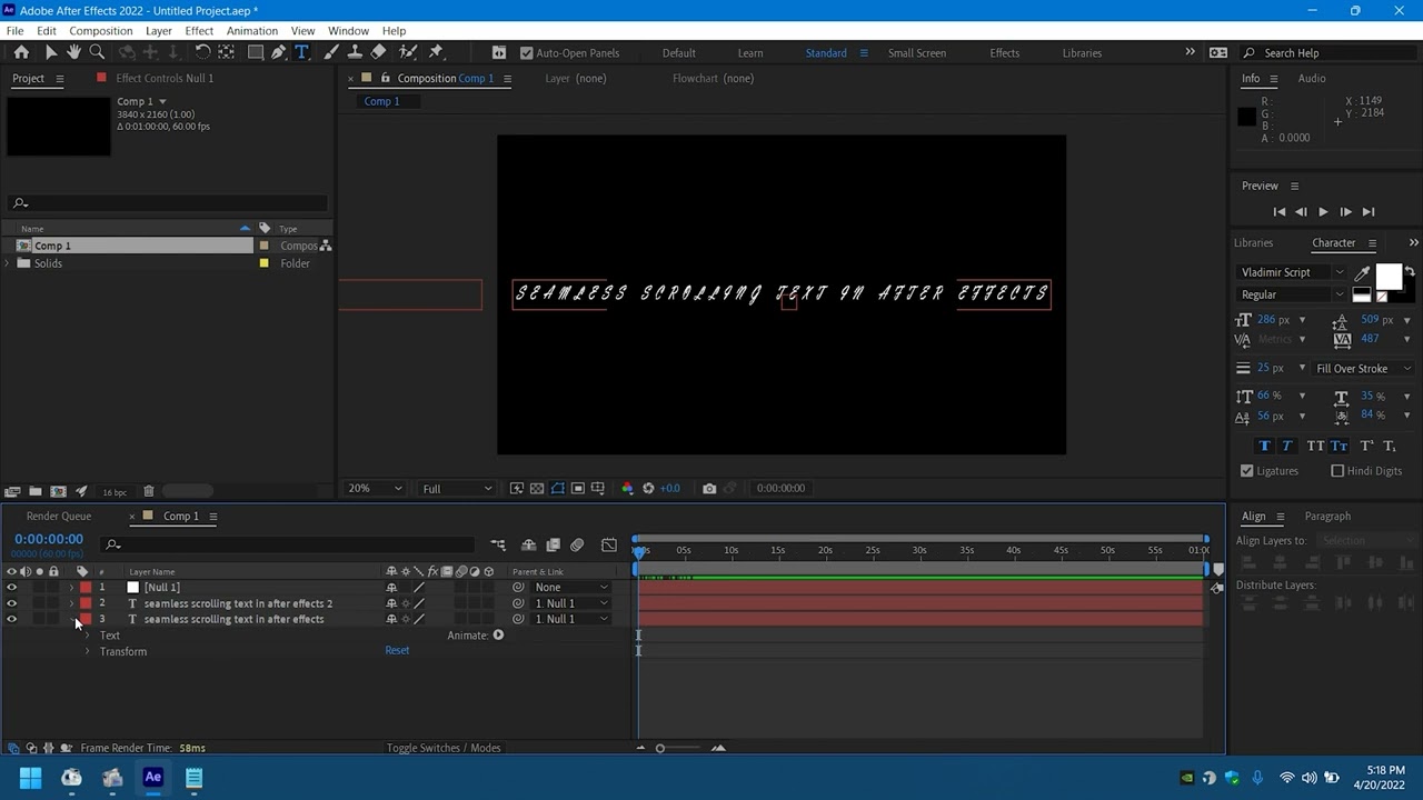 Text Seamlessly Looping Tutorial In After Effects - 4k - By CD